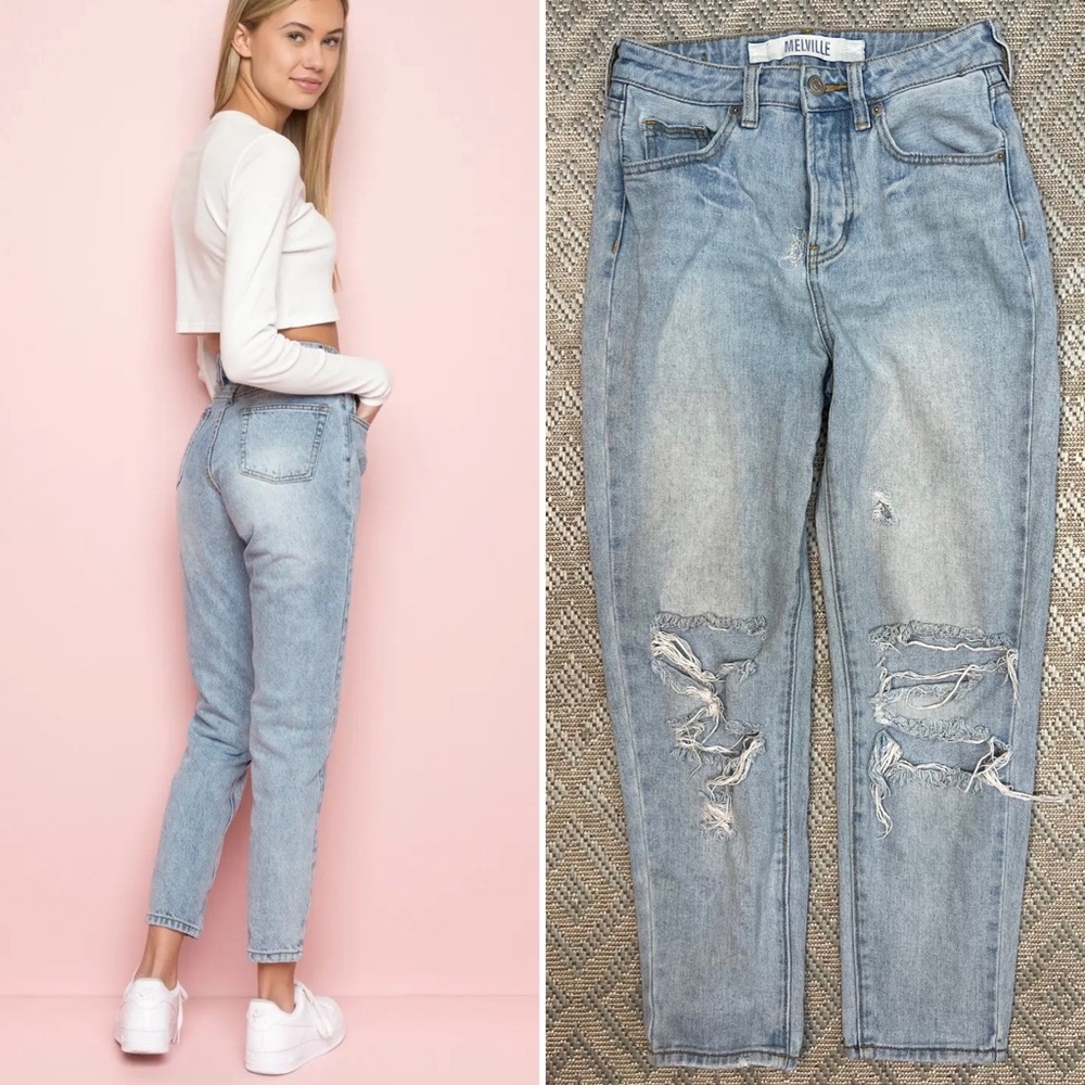 Brandy Melville 100% Cotton Light Wash Boyfriend 25 D… - Gem